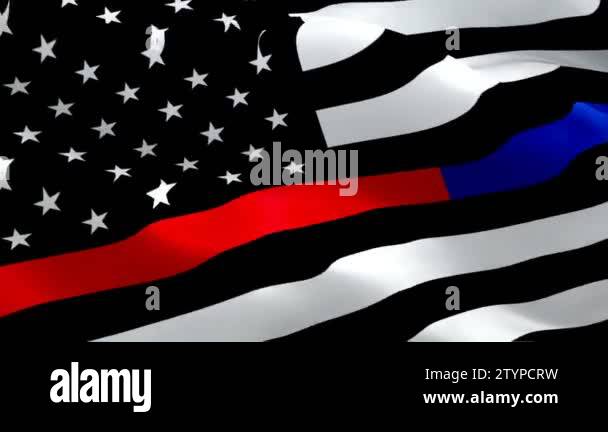 First Responder flag video waving in wind. Realistic Emergency medical ...