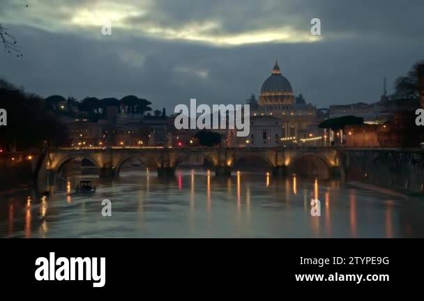 Timelapse of Rome, Vatican, St Peter Basilica and St Angelo Bridge ...