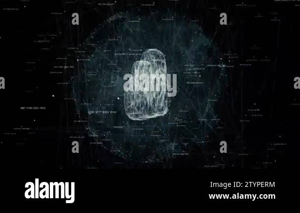 cloud computing tech animation of cloud symbol from the chaotically ...