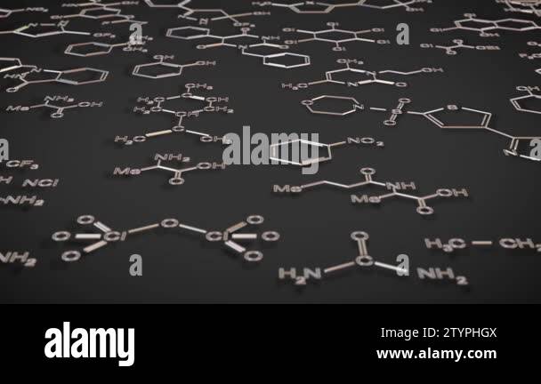 Looped animation on molecular structures of organic chemistry. Movement ...