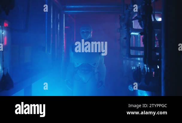 Humanoid robot working in a smoke filled lab Stock Video Footage - Alamy