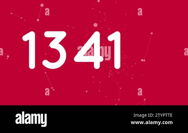 Digitally generated animation of increasing numbers and red background ...