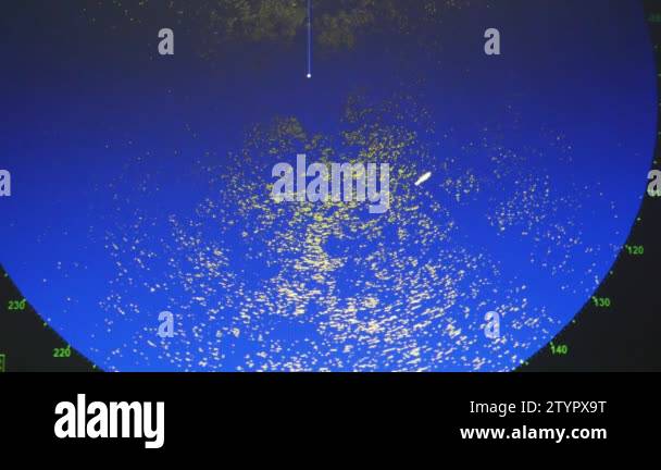 PC display working as modern radar with texts and lines on a merchant ...