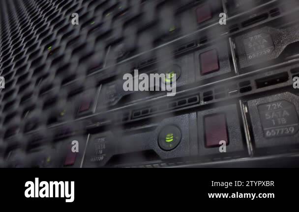 HDD rack is located behind the iron door of the data center server room ...