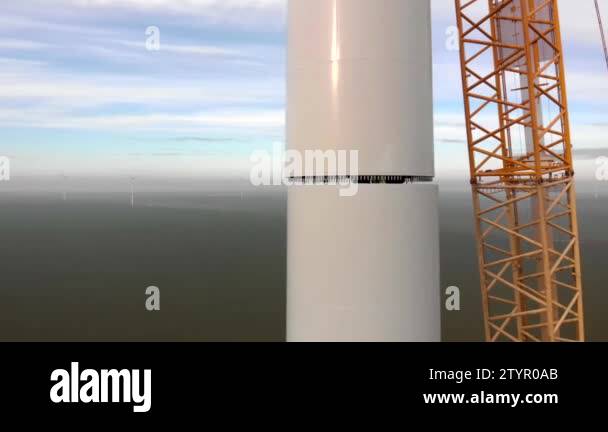 Building process of wind energy power tower mill, under construction ...