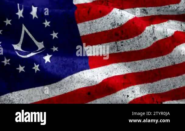 Assassin Creed waving flag. National 3d Creed black flag waving. Sign ...