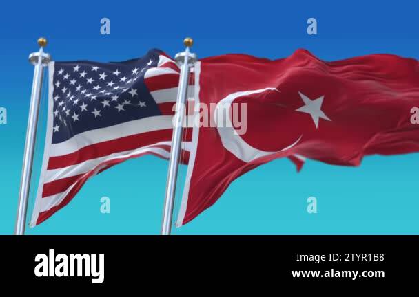 4k Seamless United States of America and Turkey Flags background,USA US ...