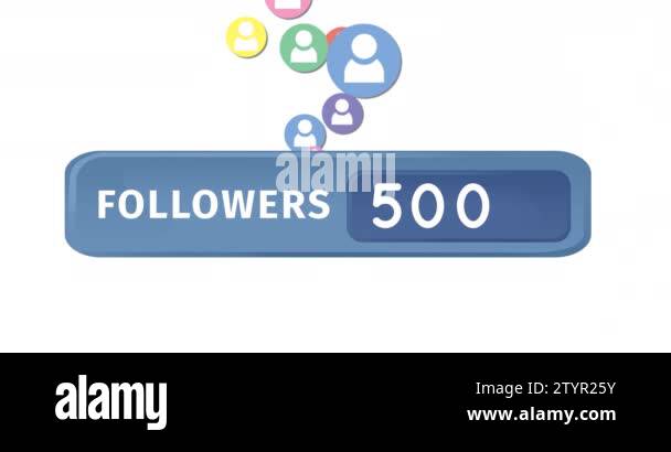 Digital animation of followers counter with increasing numbers and ...