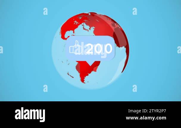 Digitally generated animation of a like button with increasing numbers ...