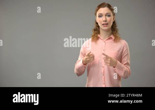 Deaf female asking sign slow please in asl, teacher showing words ...