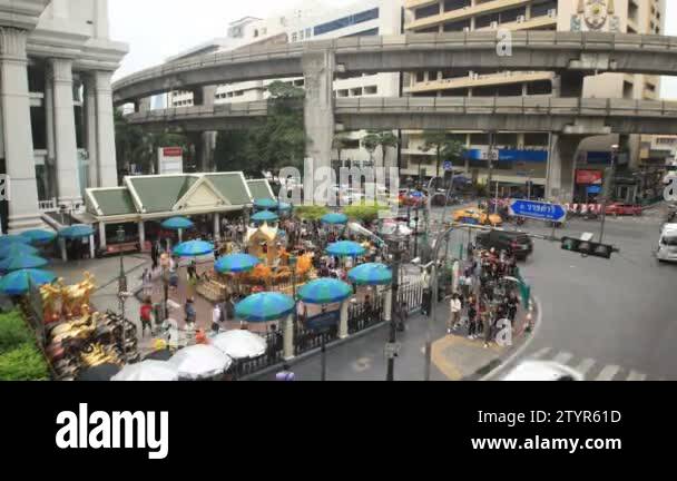 The Erawan Shrine at Ratchaprasong Intersection in Bangkok, Thailand ...