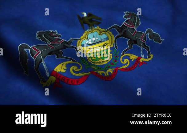 Pennsylvania State flag waving in the wind. National flag of ...