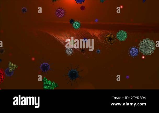 Medical illustration 2d, 3d animation background of cells, bacteria ...
