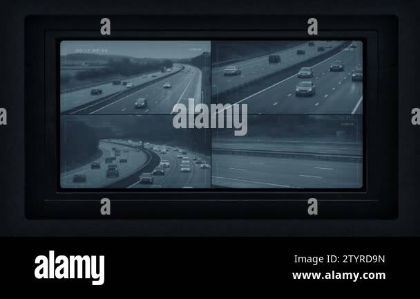 Monitor Showing Roads With Lots Of Traffic CCTV Stock Video Footage - Alamy