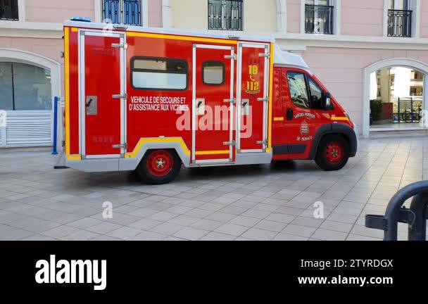 Monte-Carlo, Monaco - March 31, French Red And White Fire Department ...