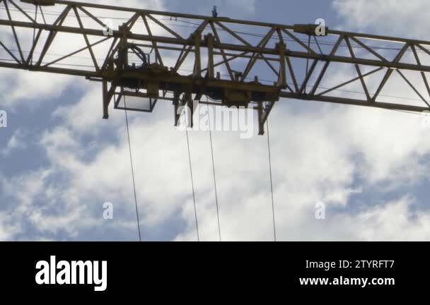 The lifting mechanism of the boom of a construction crane Stock Video ...