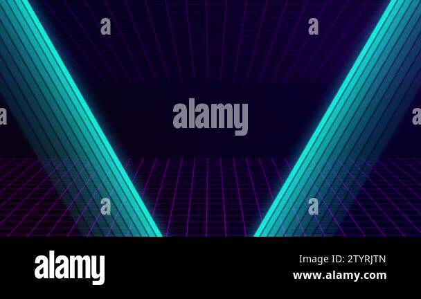 VHS retro animation with appearing neon triangle and text grade f. The ...