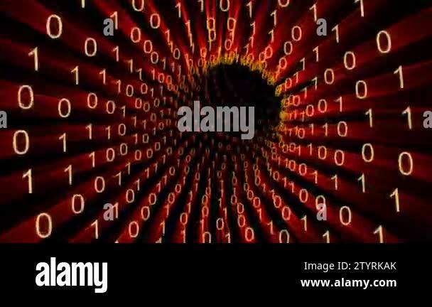 Binary Data With Zeros And Ones Sliding On An Endless Wormhole Loop At 6597