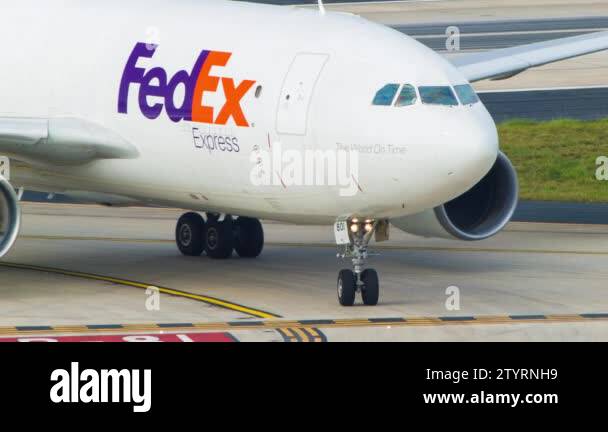 Fedex Express Airbus A310 Cargo Aircraft Closeup as it Turns on an ...