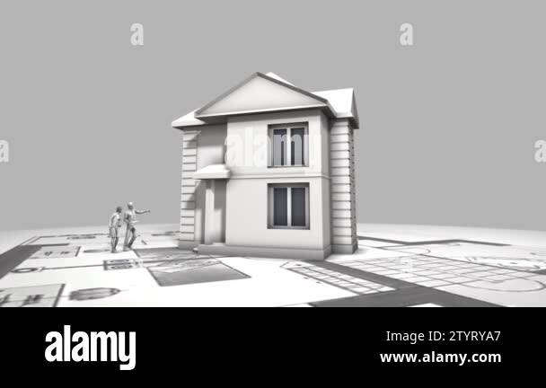 Building a house with a hip roof. Time-lapse 3d animation of house ...