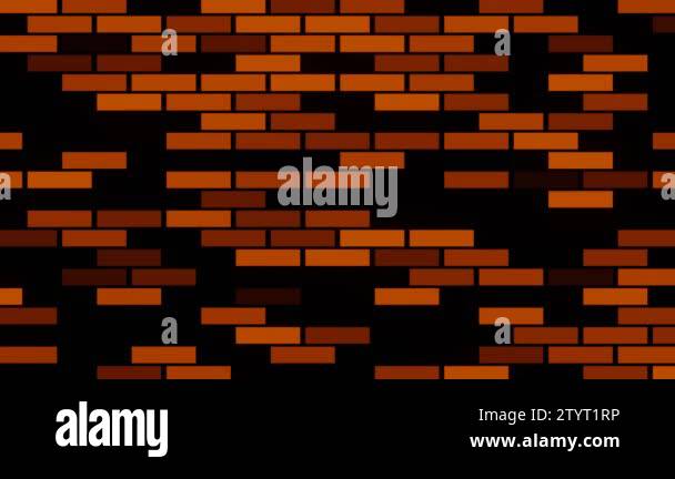 Brick wall building animation, red bricks randomly appearing on black ...