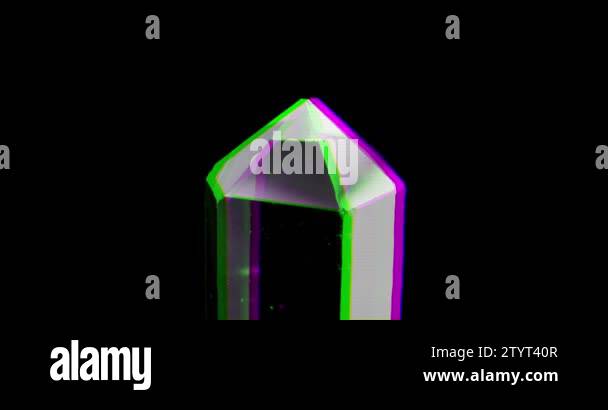Glitch effect. Single crystal quartz on a black background. Loop. Video ...