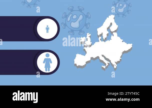 covid19 particles with europe map and statistics Stock Video Footage ...