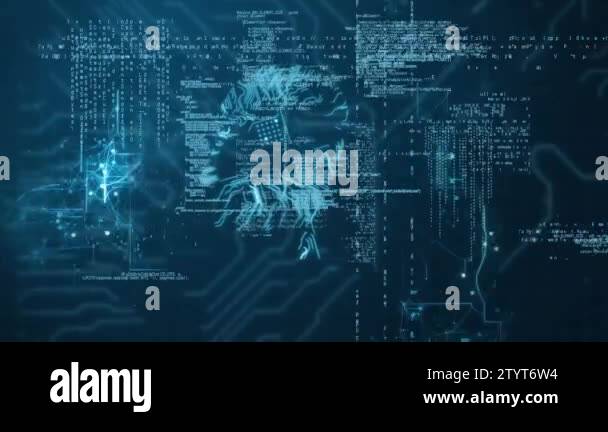 Digital animation of a profile of a human with digital circuit and ...