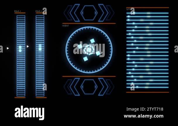 Target scanner with radar rotation, display computer data, high tech ...