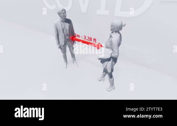 Schematic representation of two abstract people keeping safe distance ...