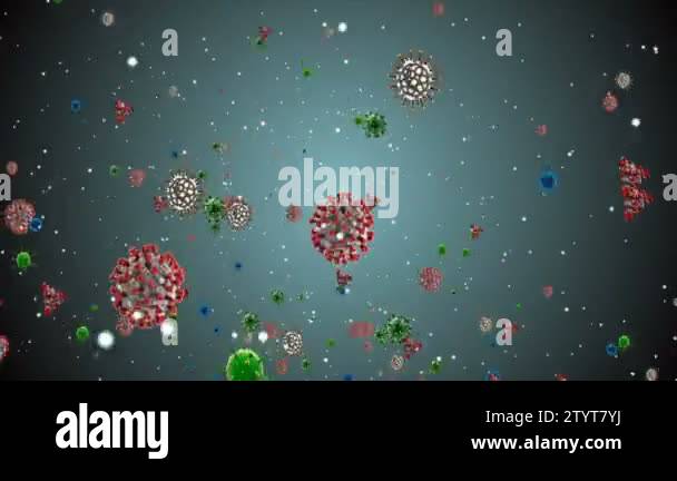 Medical illustration 2d, 3d animation background of cells, bacteria ...