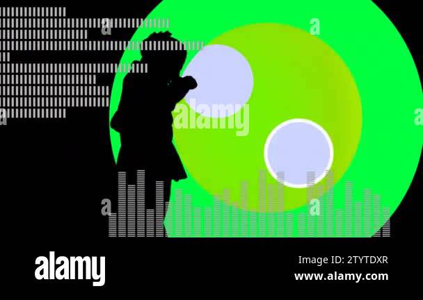 Digital animation of a dancing woman silhouette with random moving ...