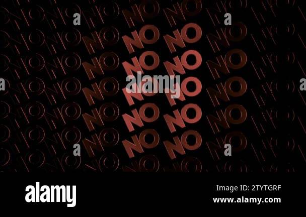 Rows of animated words NO moving on black background, seamless loop ...
