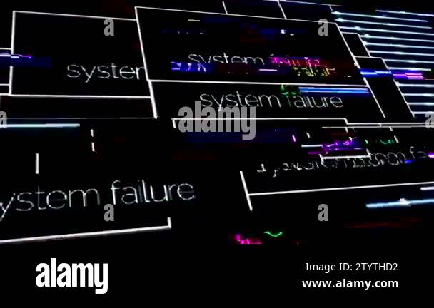 Abstract laptop screen with system damage error messages and signal ...