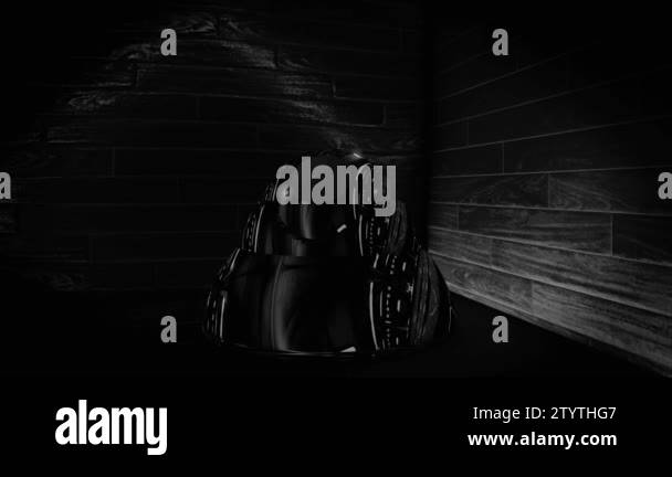 Abstract security camera with white indicator placed on the floor in ...