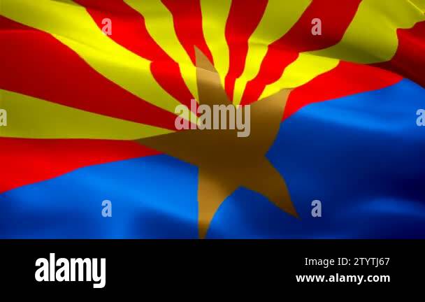 Flag of Arizona video waving in wind. Realistic State Flag background ...