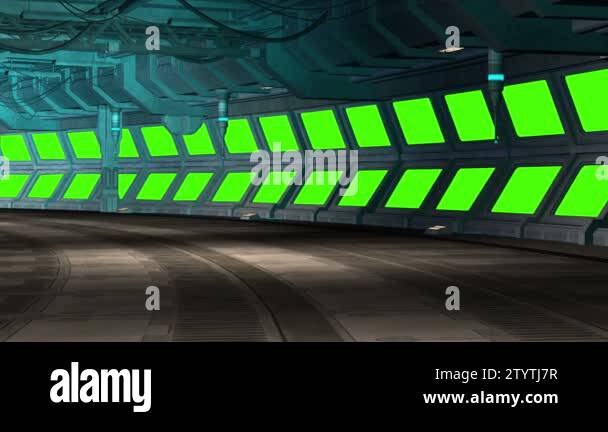 Green screen effect background video spaceship room, futuristic Green ...