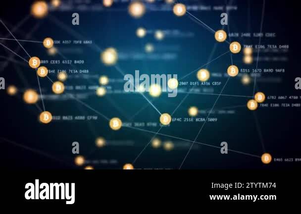 bitcoin mining slow moving connected bitcoin symbols with dynamic ...