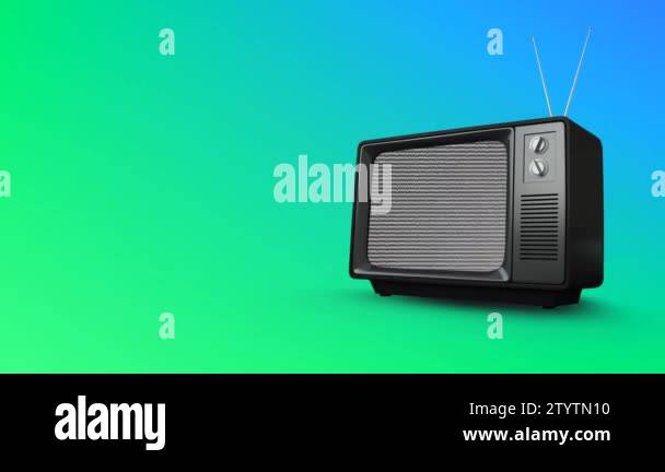Digital animation of a television with static noise on its screen and a ...
