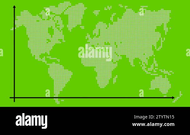Animated financial growth chart with trend line graph. World map with ...