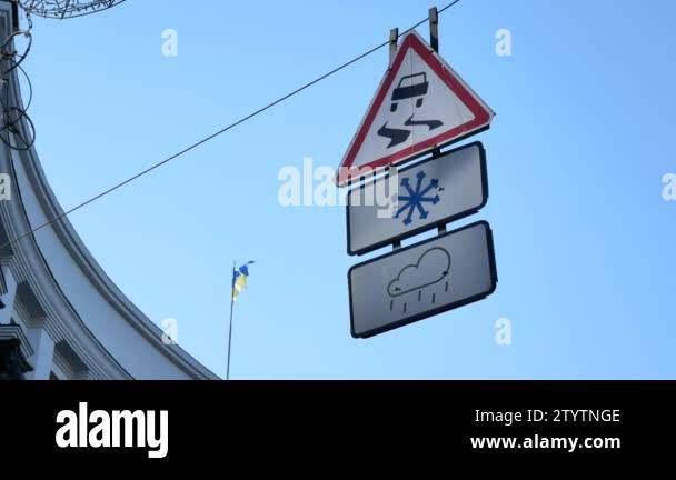 Slippery road signs Stock Videos & Footage - HD and 4K Video Clips - Alamy