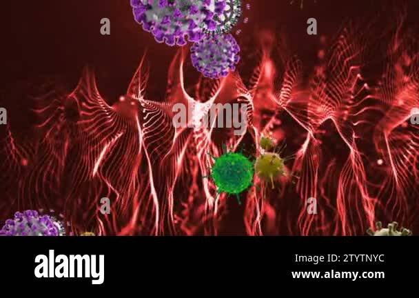 Medical illustration 2d, 3d animation background of cells, bacteria ...