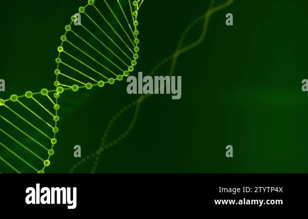 Abstract green glittering DNA double helix with depth of field ...