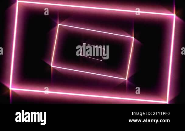 Abstract background with neon red rectangles moving one by one on black ...