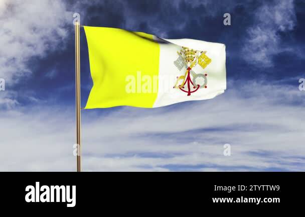 Vatican City flag waving in the wind. Looping sun rises style ...