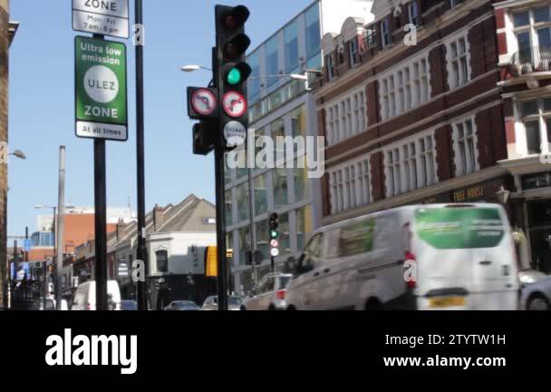 London, UK - April 9 2019: ULEZ (Ultra low emission zone) new charge ...