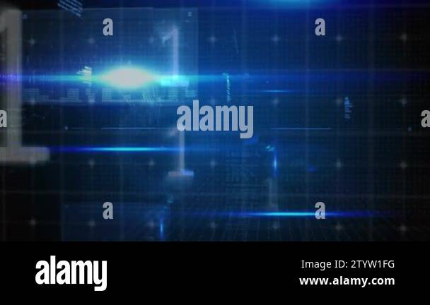 Digitally generated binary numbers floating in the air while random ...