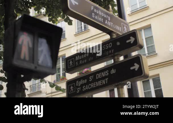 PARIS, FRANCE - August 2018: Pedestrian traffic lights at the ...