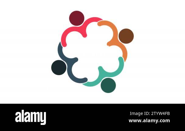 People logo. Group teamwork symbol of four persons in a circle.4K ...