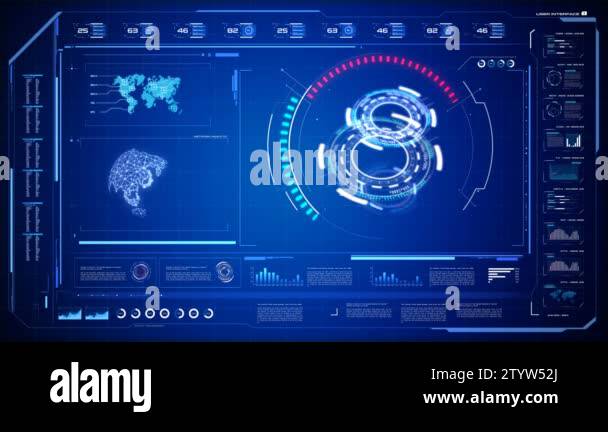 UI User Interface with HUD pi bar text box table black background for ...
